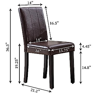 CRECQ Upholstered Dining Chairs Set of 2 PU Leather Living Room & Dining Room Chairs,Modern Kitchen Armless Side Parsons Chair with Solid Wood Legs,Brown