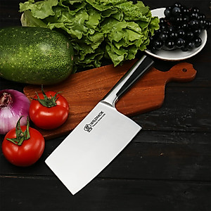 WILDMOK 3pcs Knife Set Stainless Steel Kitchen Knives Set 7inch Bone Chopper 7inch Nakiri Knife and 5inch Utility Cutter with Stainless Steel & ABS Handle, Perfect Cutlery Set Gift