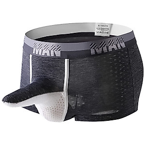 eywlwaar Men's Breathable Boxer Briefs Pouch Sexy Trunks Underwear Black Large