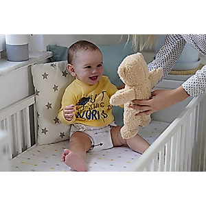 BaeBae Goods Crib Sheets for Baby Boys and Girls, 4 Pack, Soft and Breathable Jersey Knit Fitted Sheet Set, Cute Gender Neutral Nursery Mattress Bedding, Universal Fit (Gold Dots)