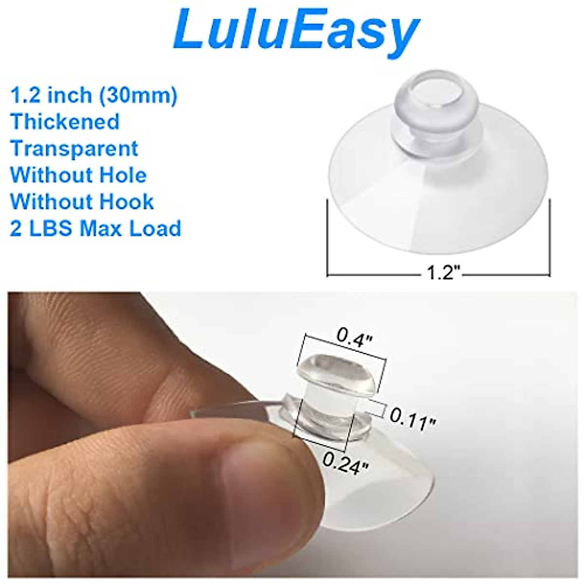 LuluEasy 20 Pieces Clear Suction Cups 30mm Thick Without Hooks Without Holes, Professional Strength Small Plastic Sucker Pads for Home Kitchen Car Radar Detector Festivals Decoration