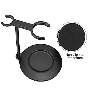 PerPro Matte Black Heavyweight Base Shaving Stand with Shave Soap Bowl and Soft Nylon Shaving Brush with Anti-skid Handle Compatible with Most Safety Razors, Men's Grooming Kit for Gent Mens