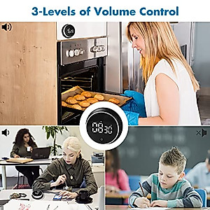 Geekpartn Rechargeable Timer-Digital Kitchen Timer- Classroom Timer for Kids- Magnetic Countdown Countup Timer(Black)