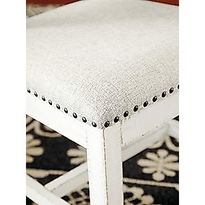 Signature Design by Ashley Valebeck Vintage Farmhouse Cushioned Dining Chair, 2 Count, Whitewash