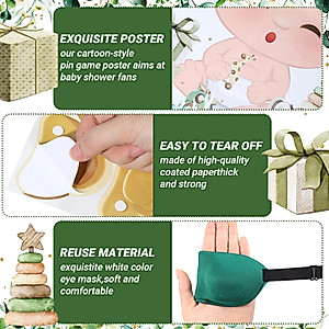 Faccito Pin The Pacifier on The Baby Party Games Sage Green Baby Shower Decorations Pin Pacifier on Baby Game with 24 Pacifier Stickers Game Blindfold for Baby Shower Birthday Party Supplies(Fair)