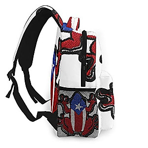 YANGPI Fashion Unisex Backpack Puerto Rico Flag Frog Bookbag Lightweight Laptop Bag For School Travel Outdoor Camping