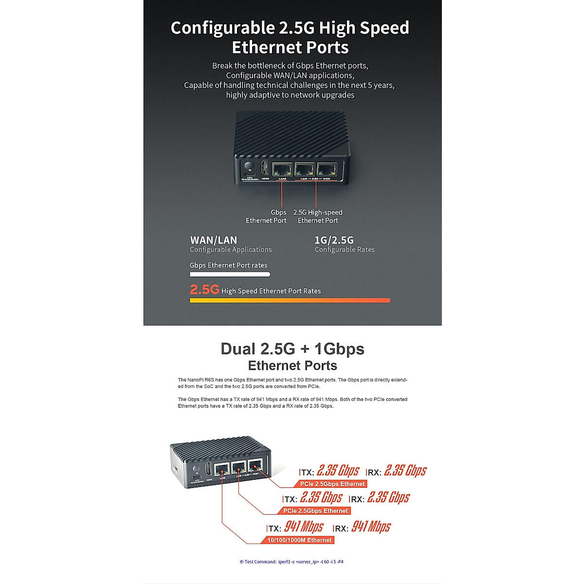 Nanopi R6S Mini Wifi Router OpenWRT with Three Gbps Ethernet Ports LPDDR4X 8GB RAM Based in 6Tops NPU RK3588S Soc for IOT NAS Smart Home Gateway Support Linux Ubuntu Android (with CNC Metal Case)