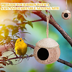 Suzile 3 Pcs Natural Coconut Bird Hide Nest Hut for Cage with Woven Straw Bird Parakeet Coconut Fiber Hanging Birdhouse Cage Habitats Decor for Parrot Cockatiel Lovebird Finch Squirrel Hamster