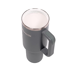 YOGI Ceramic Lined Tumbler with Handle and Straw Lid, Stainless Steel Travel Mug & Water Tumbler, Vacuum Sealed Cup with Handle - 40oz Graphite