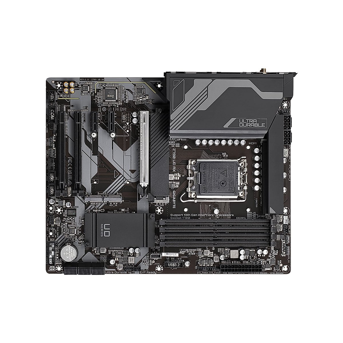 GIGABYTE Z790 UD AX (LGA 1700/ Intel/ Z790/ ATX/DDR5/ Triple M.2/ PCIe 5.0/ USB 3.2 Gen2X2 Type-C/Intel Wi-Fi 6E/ 2.5GbE LAN/PCIe EZ-Latch/Multi-Key/Motherboard)