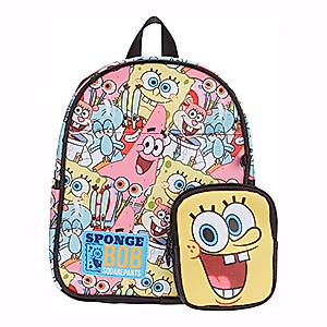 AI ACCESSORY INNOVATIONS Nickelodeon’s SpongeBob Square Pants All Over Print Faux Leather 10.5" White Women’s Mini Backpack Purse 2-Piece Set