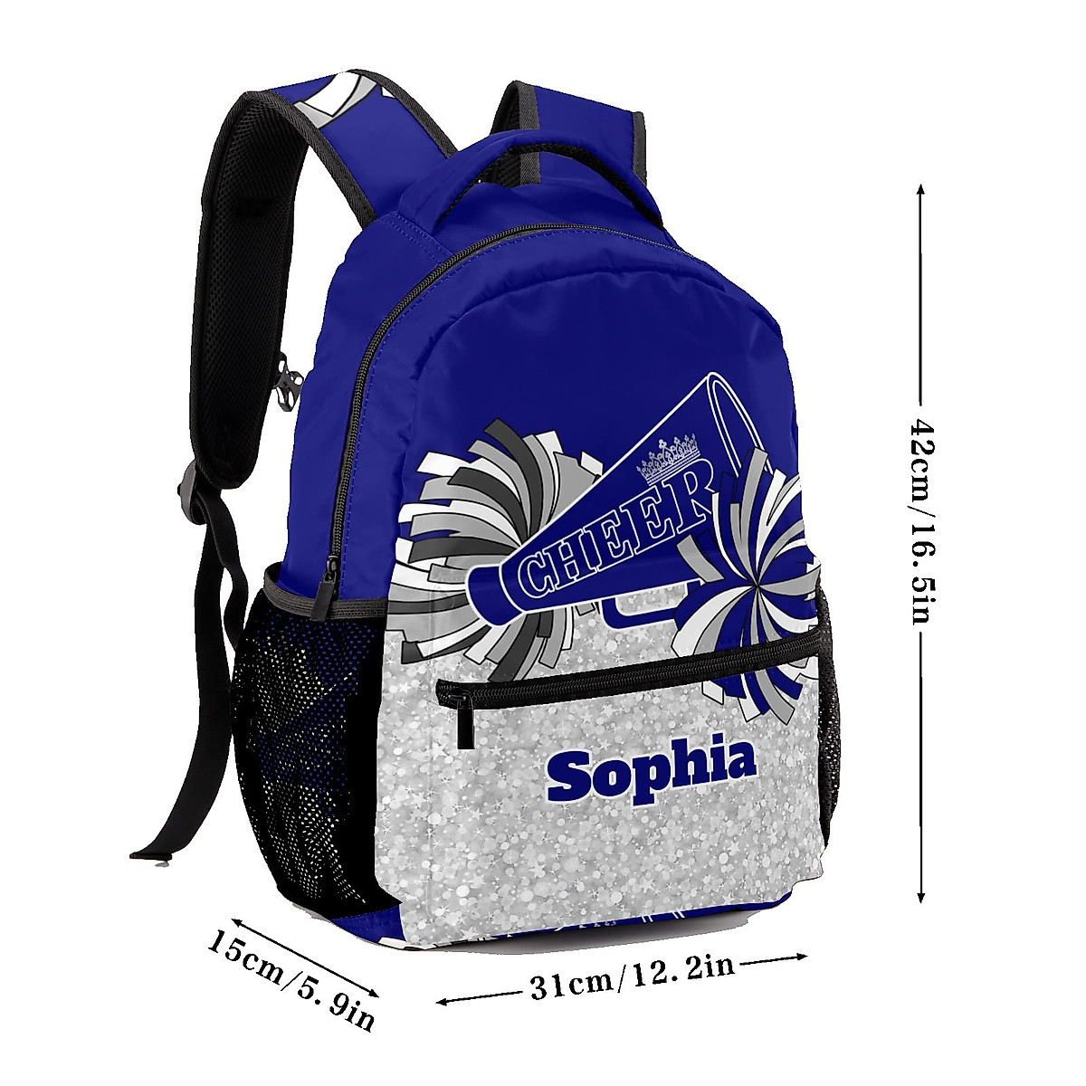 SunFancyCustom Custom Cheerleader Blue White Personalized Causual Shoulder Bag Sports Leisure Camping Backpack for Women Men