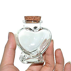 Clear Glass Bottle With Cork Stopper, 50ML Heart Shapes Bud Vases Jars, 3.15 X 2.5 X 1.6inch Mini Message Wish Bottle 1 Piece (Love Bottle)