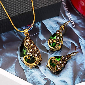 Hicarer 6 Pieces Jewelry Sets for Women Elegant Necklace Set Peacock Waterdrop Rhinestone Pendant Necklace Crystal Peacock Pattern Necklace Earrings Jewelry Set