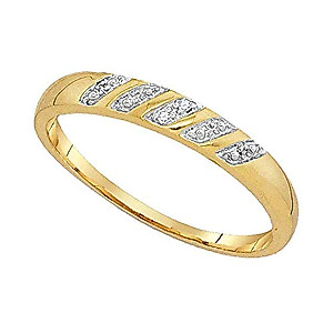 Solid 10k Yellow Gold His and Hers Round Diamond Solitaire Matching Couple Three Rings Bridal Engagement Ring Wedding Bands Set 1/10 Ct. - (L = 5, M = 10)