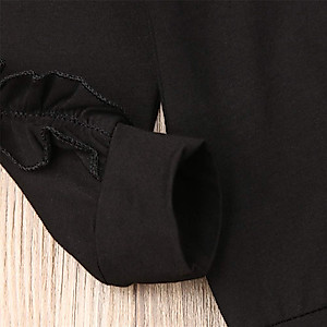 Infant Baby Girl Fall Winter Clothes Outfit Toddler Girl Long Sleeve Ruffle T-Shirt Tops Sweatsuit Pants 2Pcs Sleepwear Pajamas Set (Black, 2-3T)