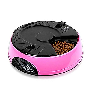 ZZK Automatic pet Feeding Bowl 6 cat Meal time quantitative Feeder Dogs, Cats and Dogs Intelligent Automatic Drink Cups LCD Display,B
