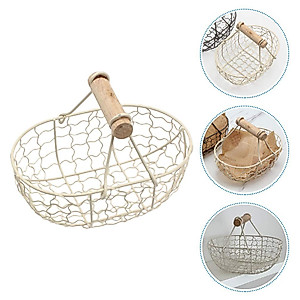 DOITOOL Wire Egg Container Eggs Wire Storage Basket with Handle Iron Art Eggs Tray Wire Fruit Storage Vegetables Container Eggs Holder for Kitchen Home Living Room Metal