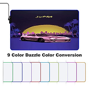 Anime Vaporwave Supra JDM Car Mouse Pad Gaming Mouse Pad RGB Laptop USB Illuminated LED Home Office Accessories Desk Pad