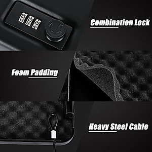 Dalmbox Car Gun Safe for Pistols, Gun Lock Box with Combination Lock, Handgun Safe for Nightstand, Portable Travel Pistol Safe for Car, Home, Truck (9.4"X 6.4" X 1.8")