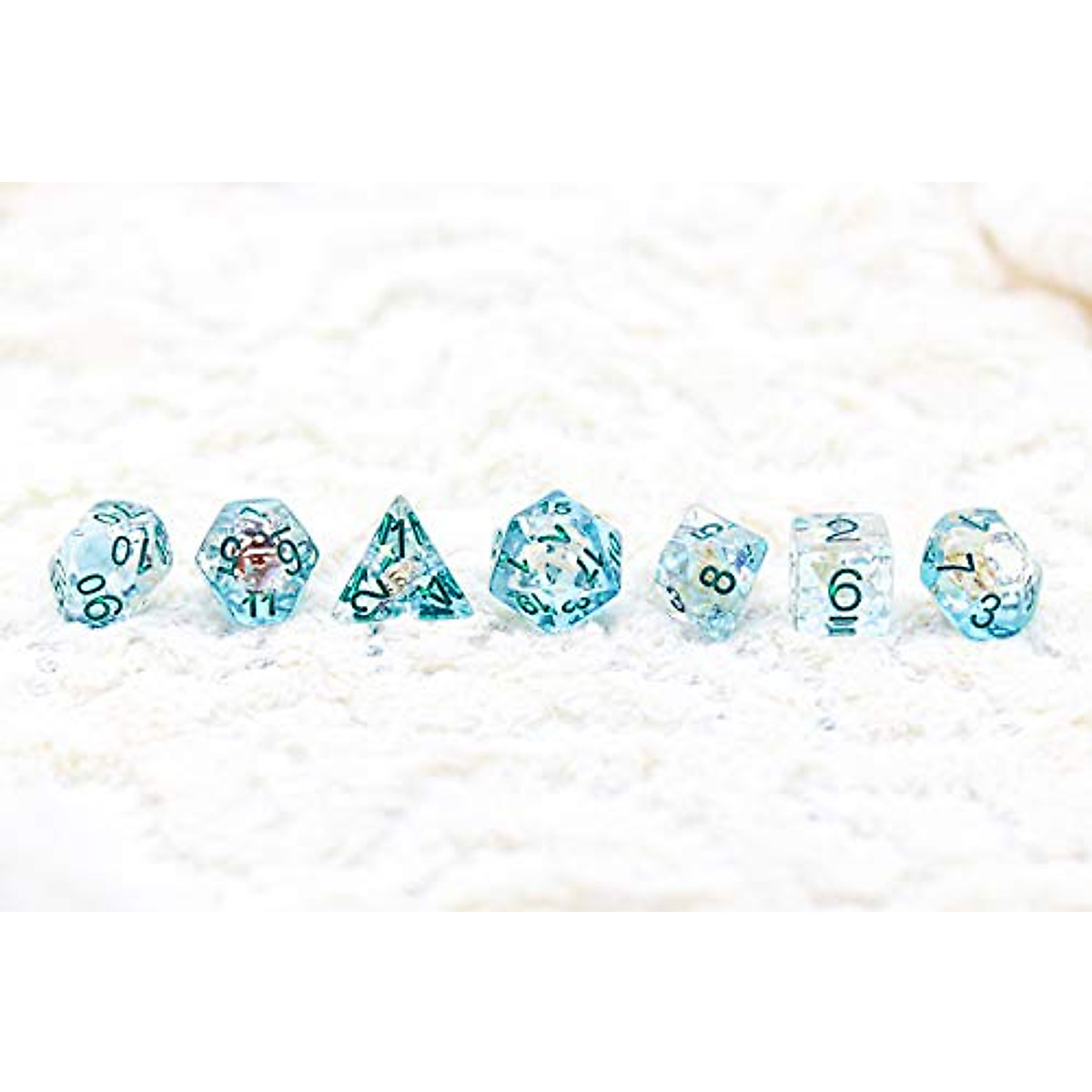 Blue Ocean of Seashell DND Dice Set for Dungeons and Dragons Gifts, D&D, D and D, Pathfinder, Accessories, D20, Polyhedral, Resin Dice, Metal, Dice Tray, Tower, Bag, Box