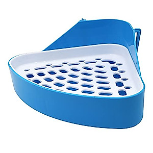 Rabbit Litter Box Pet Corner Litter Box Pet Potty Trainer Toilet for Small Animal Hamster Chinchilla Guinea Pig Cat Bunny Ferret (Blue)