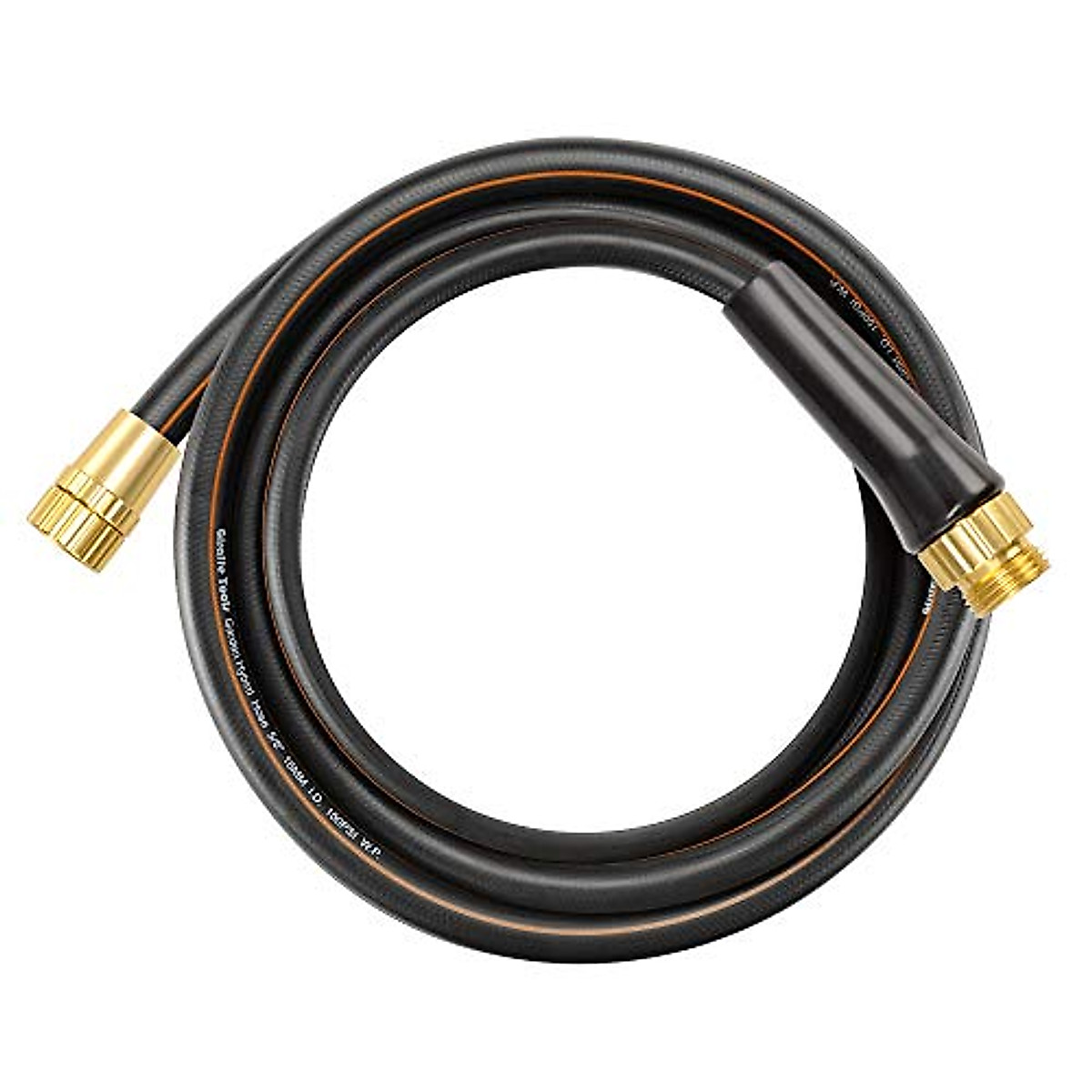 Giraffe Tools Short Leader Garden Hose 10 ft, Heavy Duty Black Garden Hose 5/8 in, Rubber Water Hose, No-Kink, Leakroof Gardening Hose with Male to Female Fittings, Black and Orange