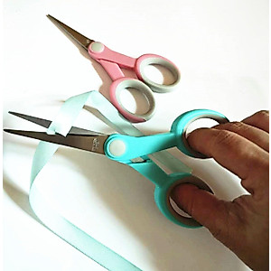 5.5 Inch Pastel Small Craft Scissors, Mini Point Tip Kids Scissors,Comfort-Grip Stainless Steel Sharp Fabric Sewing Shears All Purpose Embroidery Scissors for Cutting, Scrapbooking, Crafting(Pink)