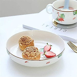 WooDeY Pasta Bowls Flamingo Tableware Beautiful Plate Jingdezhen Breakfast Ceramic Deep Plate Salad Bowls