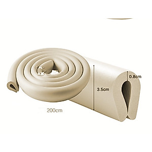 Beige 2x2 Meters (13 FT) U Shape Glass Table Edge Protectors Premium High Density Foam Baby Safety Bumper Guard Foam Strip