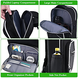 Business Laptop Backpack for Men with USB Charging Port, Durable Water Resistant College School Bookbag Travel Computer Backpack with Laptop Compartment Fits Up to 17 Inch Laptop Notebook, Black