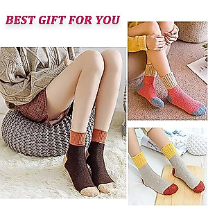 VVtobeYo 5 Pack Wool Socks Womens Winter Soft Warm Cold Knit Wool Crew Socks Thick Cozy Socks Gifts for Women One Size