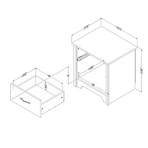 South Shore Fusion 1-Drawer Nightstand-End Table with Storage, Bleached Oak