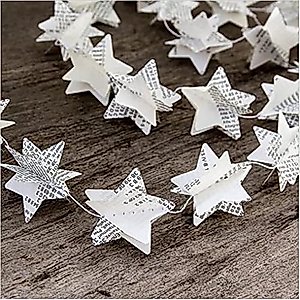 4 Pack Star Garland Book Pages Book Garland Newspaper Bunting Party Holiday Christmas Nursery Strand String Banner Wedding Garland Decorate(White)
