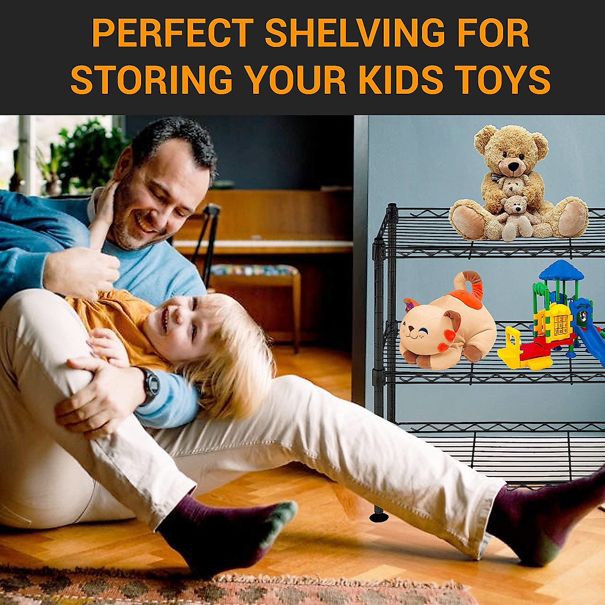 Juggernaut Storage 18"W x 10"D x 18"H 3-Tier Steel Wire Shelving Unit, 264 lb Capacity, Black (WS181018-3BLKAMZ)