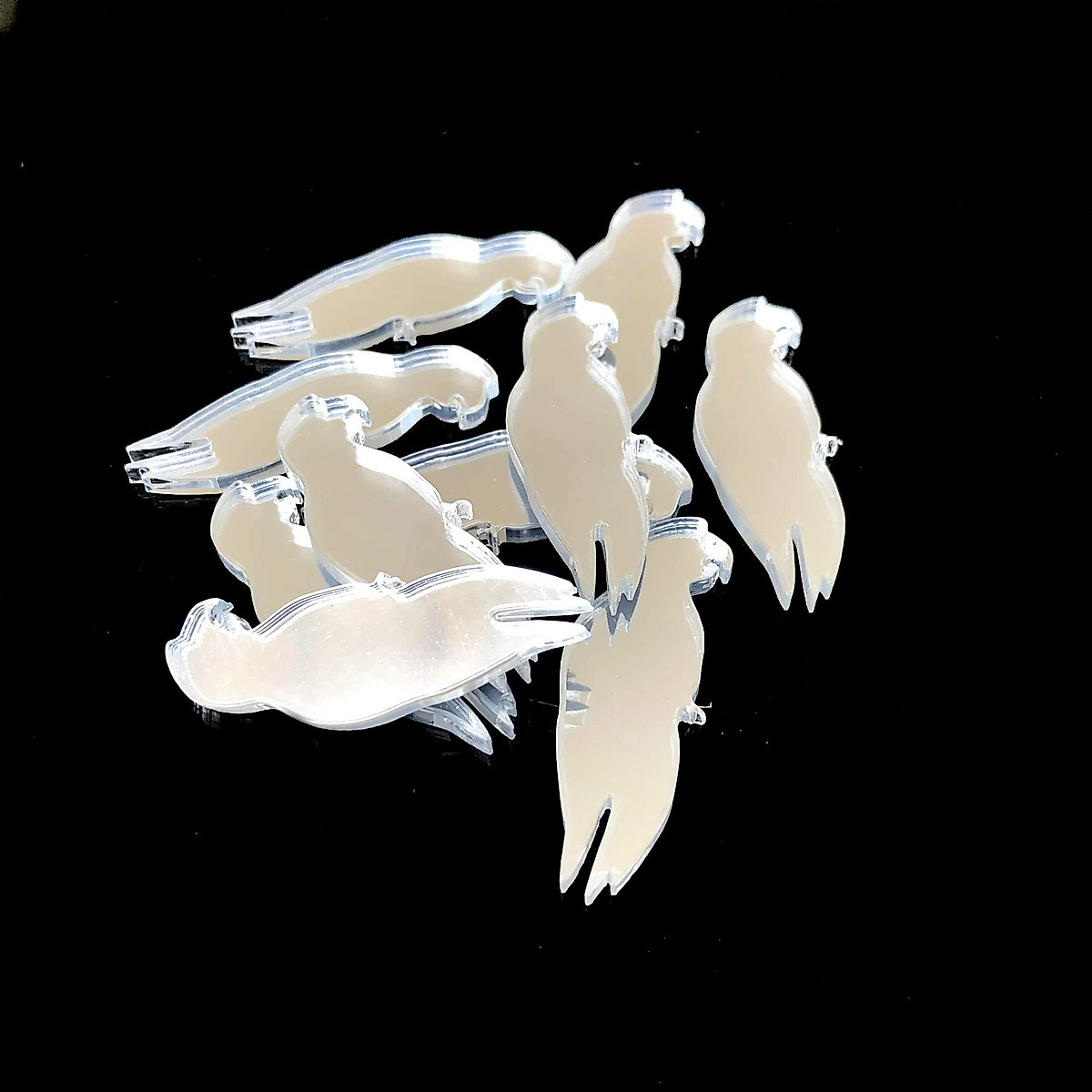 Super Cool Creations Parrot Shaped Crafting Mirrors, Set of 10, Many Colours, Shatterproof Acrylic, Bright Green, Pack of 10 x 6cm