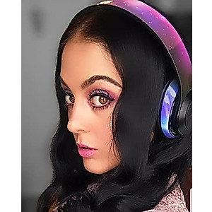 Vizliter Bluetooth Headphones, TWS Deep Bass Wireless Headphones 5.0 with Built-in Mic Soft Earmuffs LED Lights, Smart Phones, PC, TV, Travel, Gym Workout, Gaming, Noise Cancelling (Stardust)