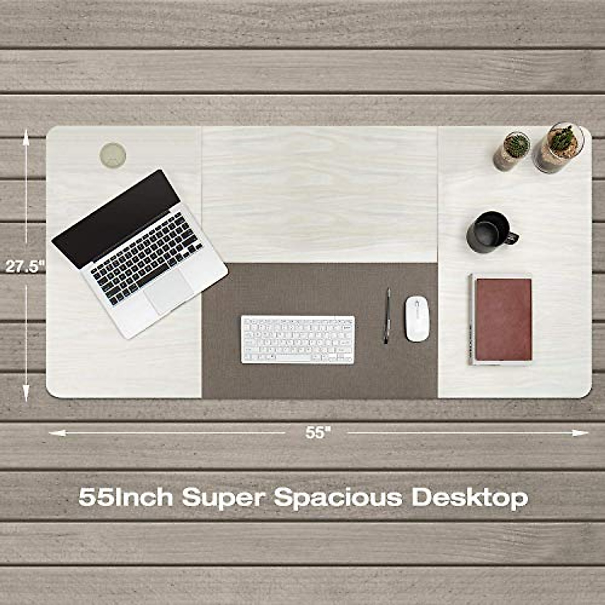 Homall Electric Height Adjustable Standing Desk 55 x 28 Inches Computer Desk Stand Up Home Office Workstation Desk T-Shaped Metal Bracket Desk with Wood Tabletop and Memory Settings （White）
