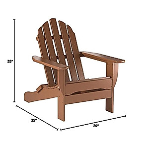 POLYWOOD AD5030TE Classic Folding Adirondack Chair, Height: 35.00" - Width: 29" - Depth: 35.00", Teak