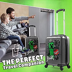 Minecraft Carry On Suitcase for Kids Creeper Cabin Bag with Wheels Luggage Bag for Boys Carry On Travel Bag with Wheels and Handle Small Suitcase with Wheels
