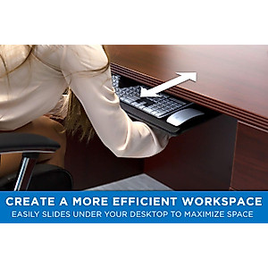 Mount-It! Under Desk Computer Keyboard and Mouse Tray, Ergonomic Keyboard Drawer with Gel Wrist Pad, Black