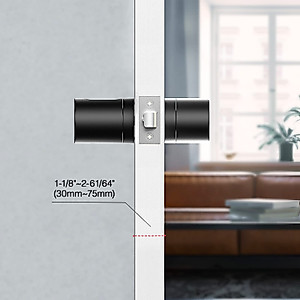 YEEUU Smart Door Lock with Fingerprint, NFC, App, Code, Backup Keys, Stylish Bluetooth Door Knob (Black, Fingerprint + Bluetooth)