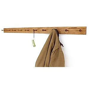 Solid Oak Shaker Peg Rack Made in The USA - Golden Oak Stain Stain 35 x 3.5 Inches with 6 Pegs