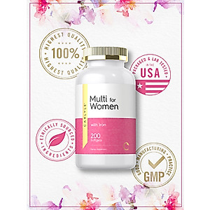 Carlyle Multivitamin for Women with Iron | 200 Softgel Capsules | Nutritional Support Supplement | Non-GMO, Gluten Free