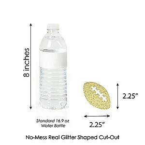 Gold Glitter Football Party Straws - No-Mess Real Gold Glitter Cut-Outs and Decorative Baby Shower or Birthday Party Paper Straws - Set of 24