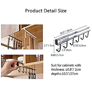 Art Secret 6-Hook Under Cabinet Mug Hanger (b- 3pcs Black)