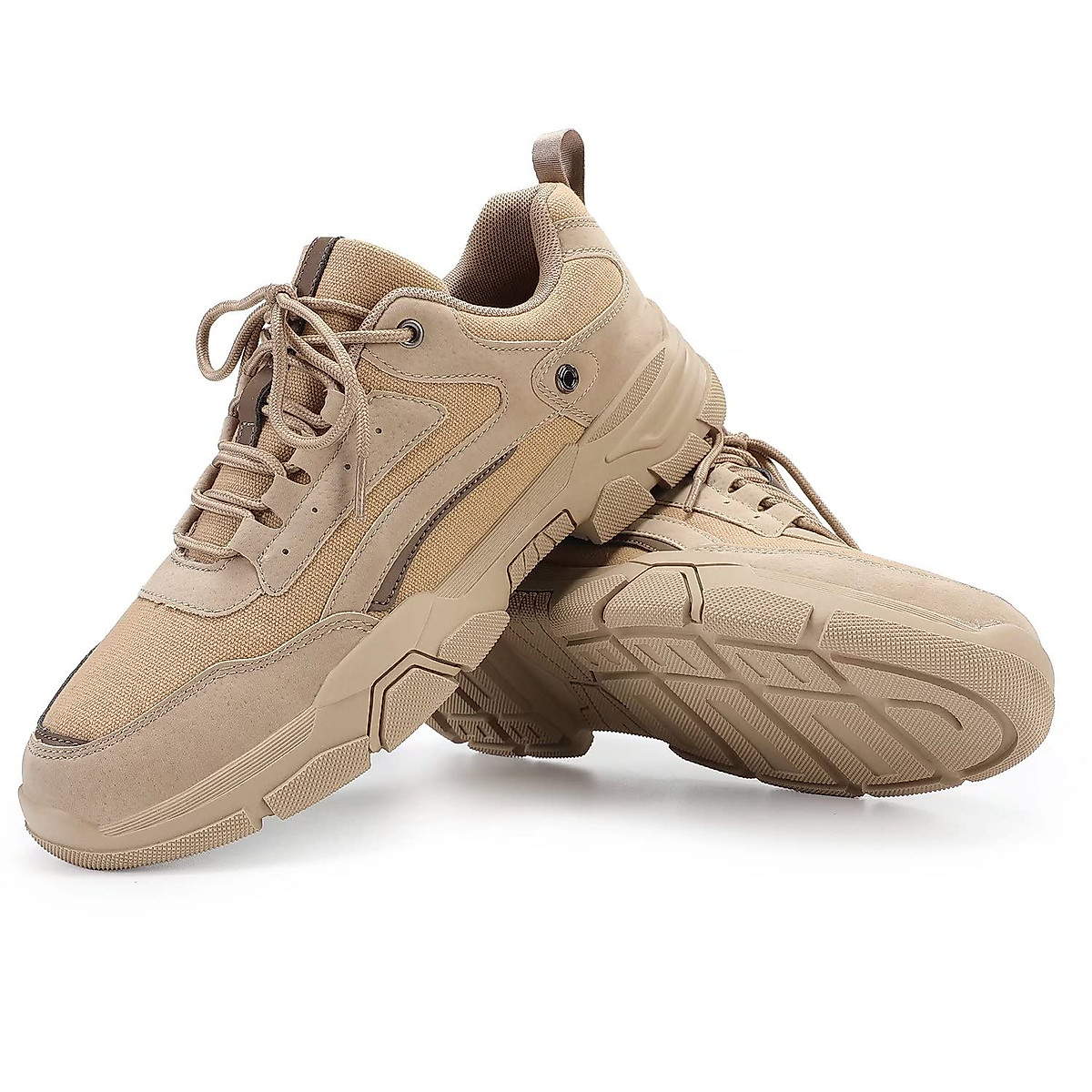 Fefoe Men Running Shoes for Men Casual Walking Shoes Mens Lightweight Non-Slip Low-Cut Trekking Sneakers Walking Jogging Workout Fitness Khaki Size 9