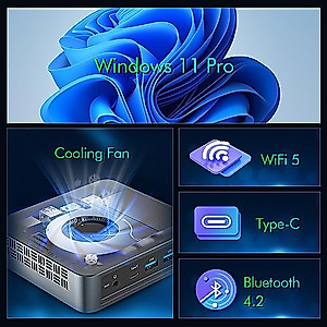 Trycoo WI-6 Mini PC, Intel 12th Gen N100 Mini Computer,16GB DDR4 RAM 512GB SSD,Triple 4K Display/2*USB3.0/WiFi/Bluetooth/Full Function Type-C/Gigabit Ethernet/Support 64GB RAM and 2TB SSD Extensions