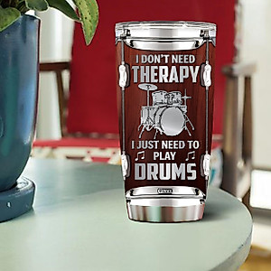WONWIX Drummer Gifts for Men Women Thermos Tumbler Drum Coffee Travel Mug Cup Water Bottle Gift for Him Her Husband Dad Drummers Musician Birthday Christmas 20oz Stainless Steel Insulated