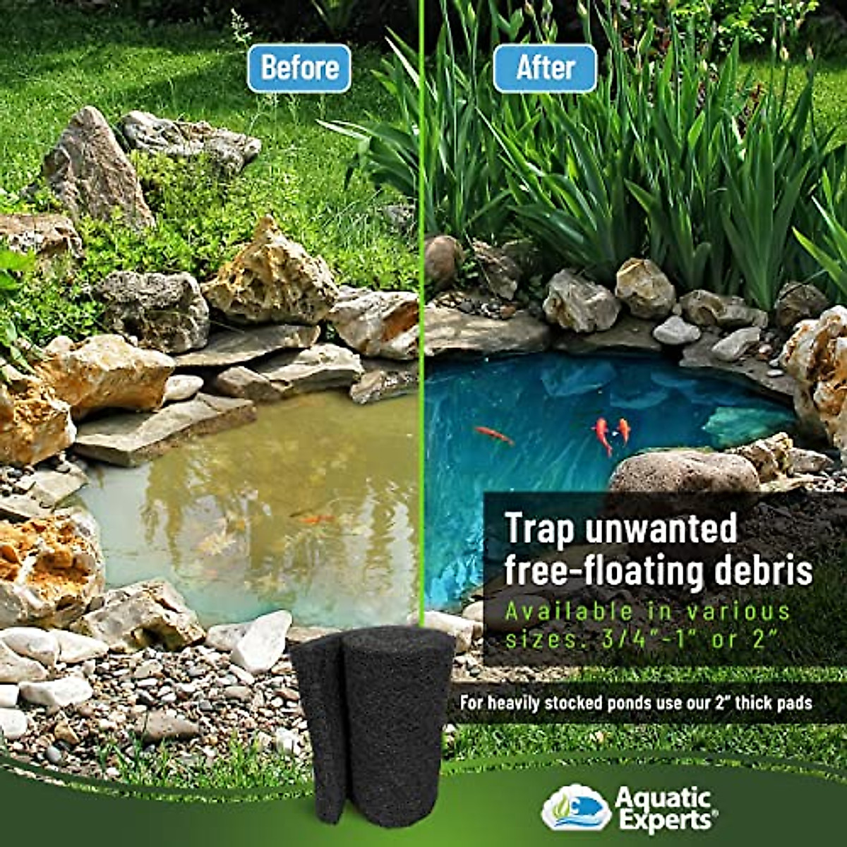 Aquatic Experts Classic Koi Pond Filter Pad COARSE – Black Bulk Roll Pond Filter Media, Rigid Ultra-Durable Latex Coated Fish Pond Filter Material US, (3/4" - 1" x 12" x 48")
